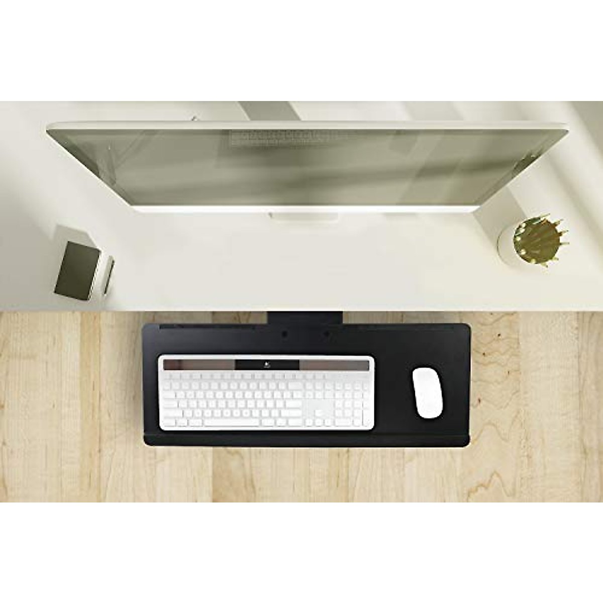 Mount-It! Under Desk Keyboard Tray and Mouse Platform, Ergonomic Computer Keyboard Drawer with Gel Wrist Pad, 17 inch Space Saving Track, Black (MI-7138)