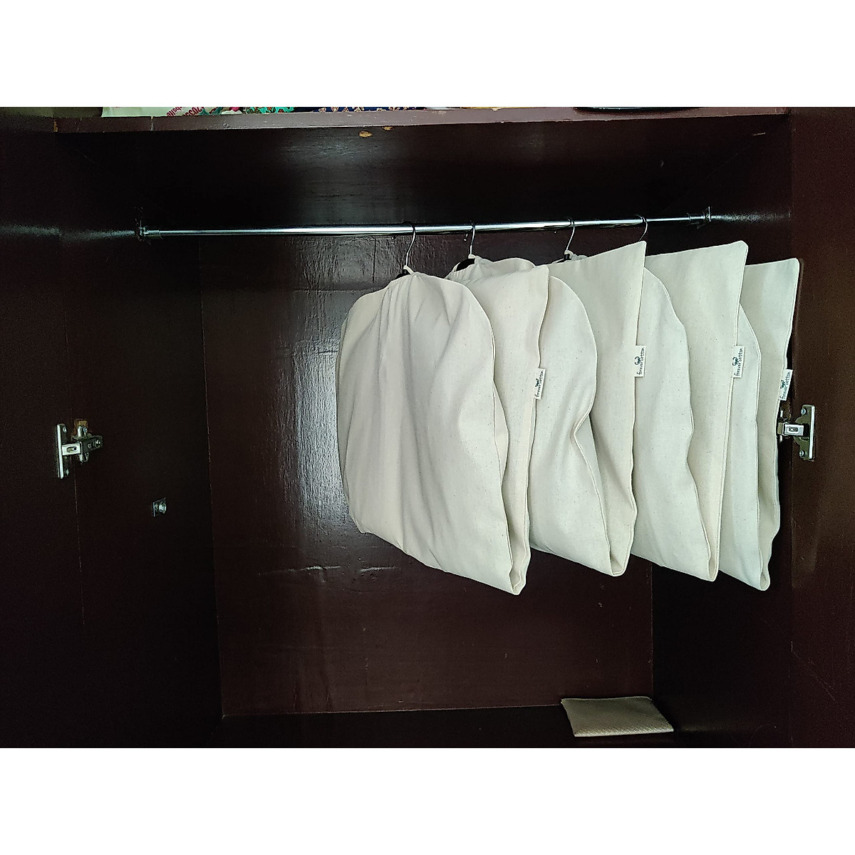 100% Cotton Canvas Garment Cover for Suits, Coats, Dresses; Travel Bag (Medium (24"x40"), Off-White)