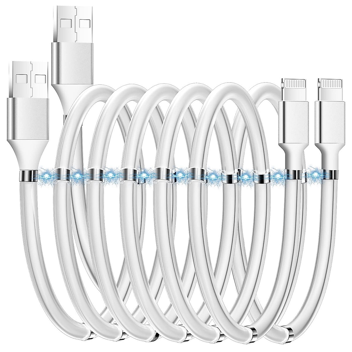 Magnetic Charging Cable,(6FT) Super Organized Charging Magnetic Absorption Nano Data Cable for Phone 14 pro max/13/12/11/XS/XS Max/XR/X/8/8 Plus/7/7 Plus/6s/6s Plus/6/6 Plus/SE/5s/5c/5/Pad/Pod-2 Pack