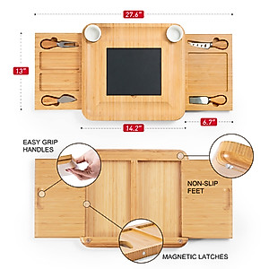 Bellsal Extra Large Charcuterie Board Set with 2 Drawers, Bamboo Cheese Board and Knife Set, House Warming Gifts New Home, Anniversary & Wedding Gifts for Couple, Housewarming Gift New House