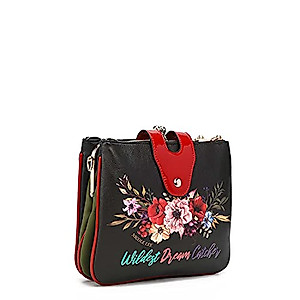 Nicole Lee Bohemian Black Kiss Lock Crossbody