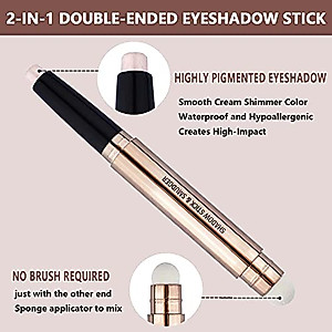 May Foltran Sand Shimmer #02 Cream Eyeshadow Pencil, Nude Pink Sparkle, Hypoallergenic Waterproof Long Lasting Eye Shadow Stick, Multi-Dimensional High Pigment Eye Highlighter Pen