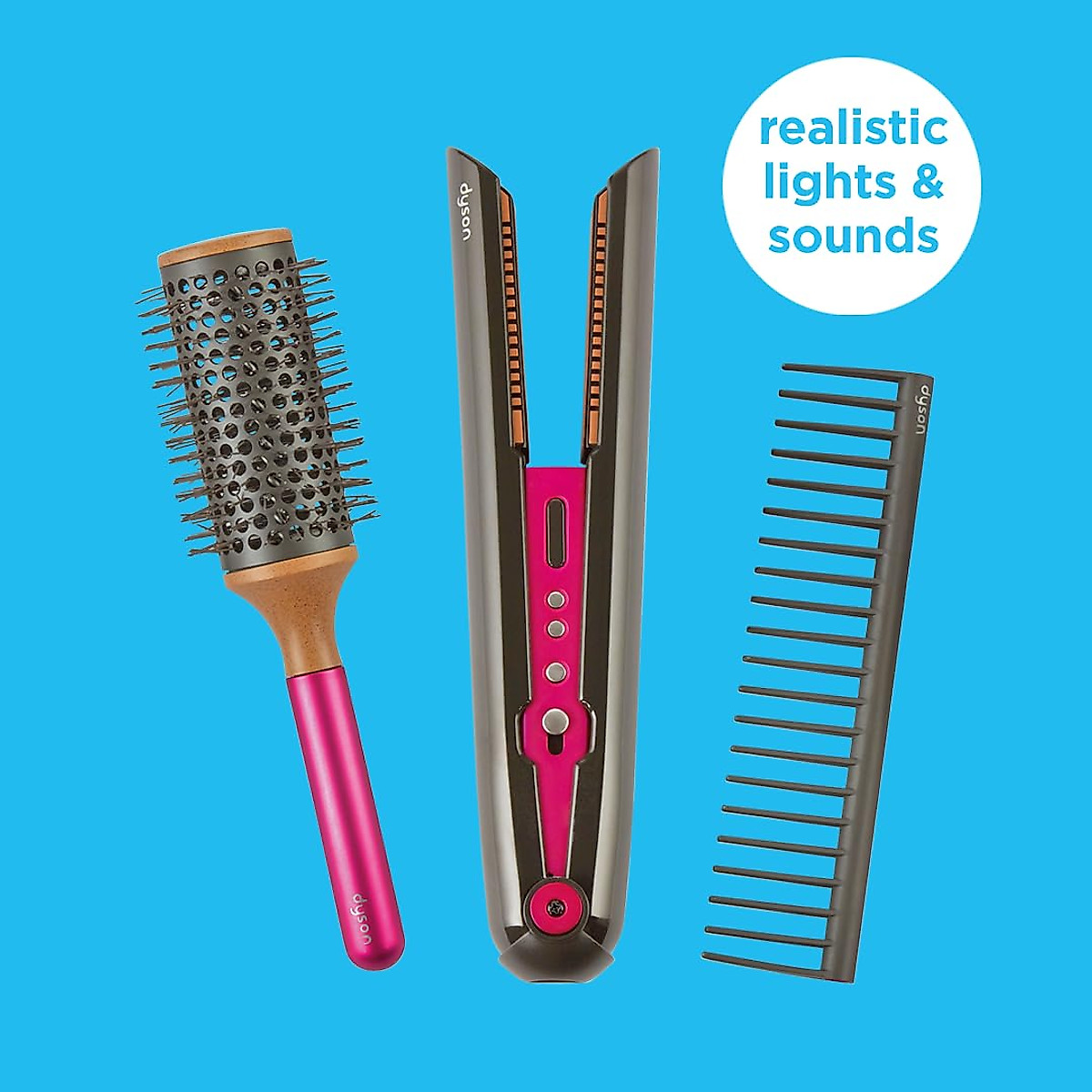 Casdon Dyson Corrale Styling Set | Safe Toy Straighteners for Children Aged 3 Years & Up | Features Realistic Lights & Sounds!