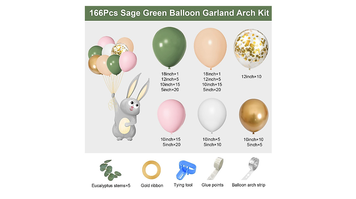 Amandir 166Pcs Sage Green Balloon Arch Kit