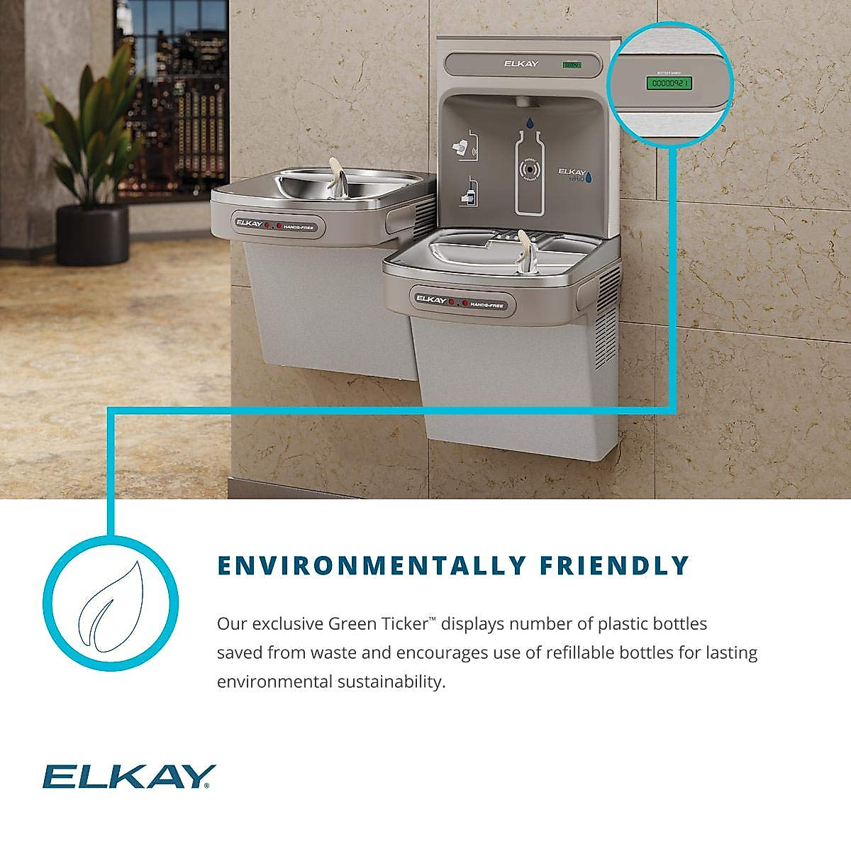 Elkay EZH2O Bottle Filling Station with Bi-Level ADA Cooler Dual Hands Free Activation Refrigerated Stainless