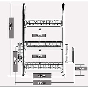 Plate Rack Dish Drainer Rack Drainer Holder Organization Shelf Kitchen Stainless Steel Utensil Chopping Board Holder with Drain Pan Plate Holder (Color : Silver, Size : 3-Tier)