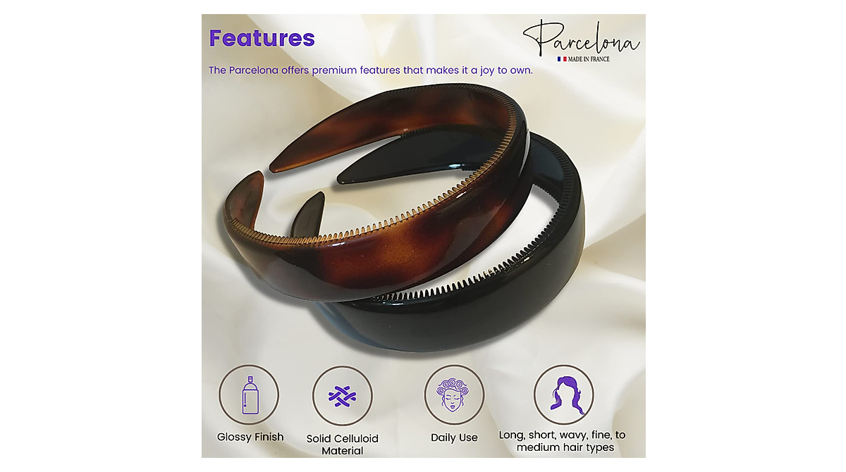 Stylish Parcelona 1" Tortoise Shell Headbands - Set of 2