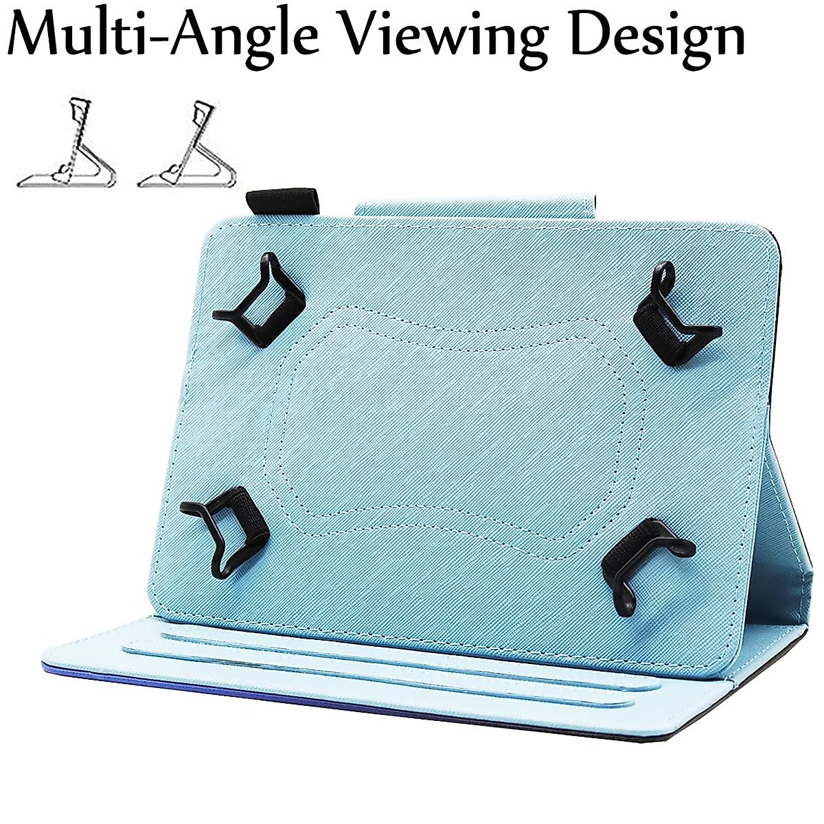 Nannxiebky Universal 10 10.1 Inch Android Tablet Case, Multi-Angle Viewing Stand PU Leather Wallet Tablet Case for 9 10 10.1 Inch and More 9.0" - 10.5" Tablet, Purple Butterfly