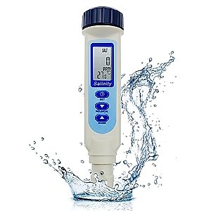 2 in 1 Salt Tester Digital Salinity Meter with ATC Salinity and Temperature Meter Waterproof IP67 Pen Type Salinometer ppt Aquariums, and Koi Fish Pond for Saltwater Seawater,Hydroponics,Water,Pool
