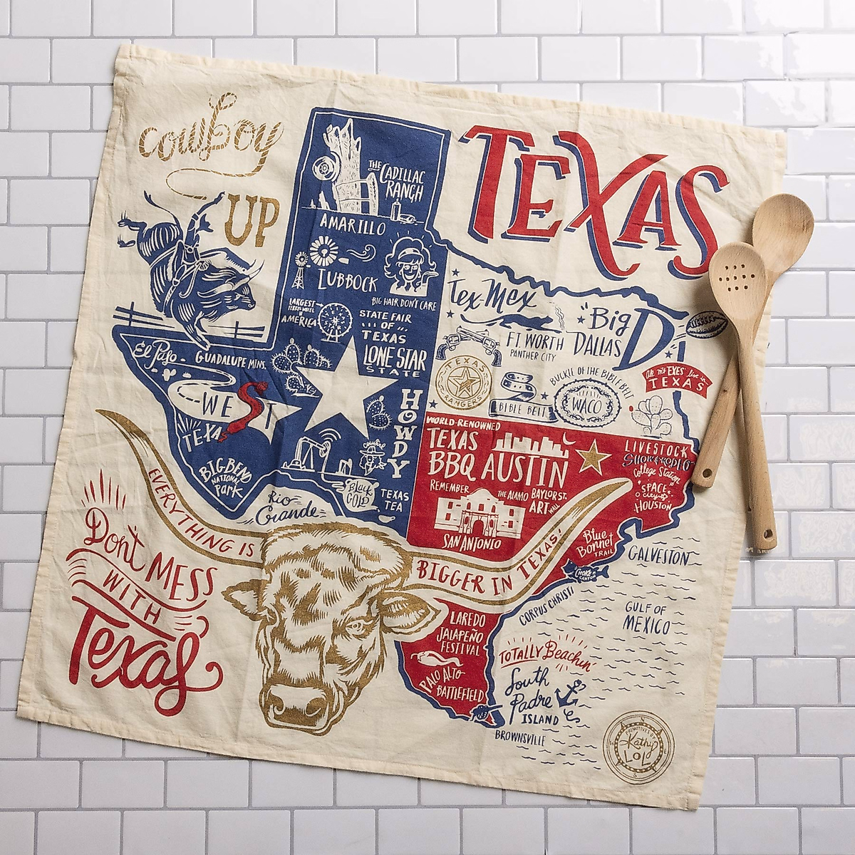 Primitives By Kathy LOL Made You Smile Dish Towel, Super Texas 28.00" x 28.00"