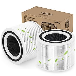 Core 300 Replacement Filter Compatible with LEVOIT Core 300 and Core 300S Air Purifier, 3-in-1 H13 True HEPA and Activated Carbon Replacement Filter, Core 300-RF, 2 Pack, White