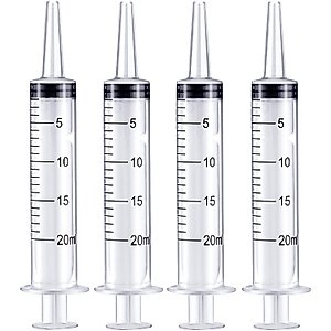 Frienda Large Plastic Syringe for Scientific Labs 4 Pack Measuring Syringe Tools Dispensing Multiple Uses