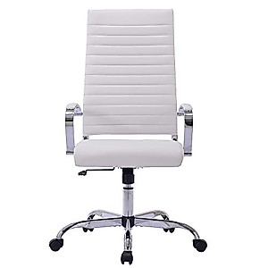 Sidanli White Computer Chair, Modern Desk Chair Conference Chairs with Faux Leather