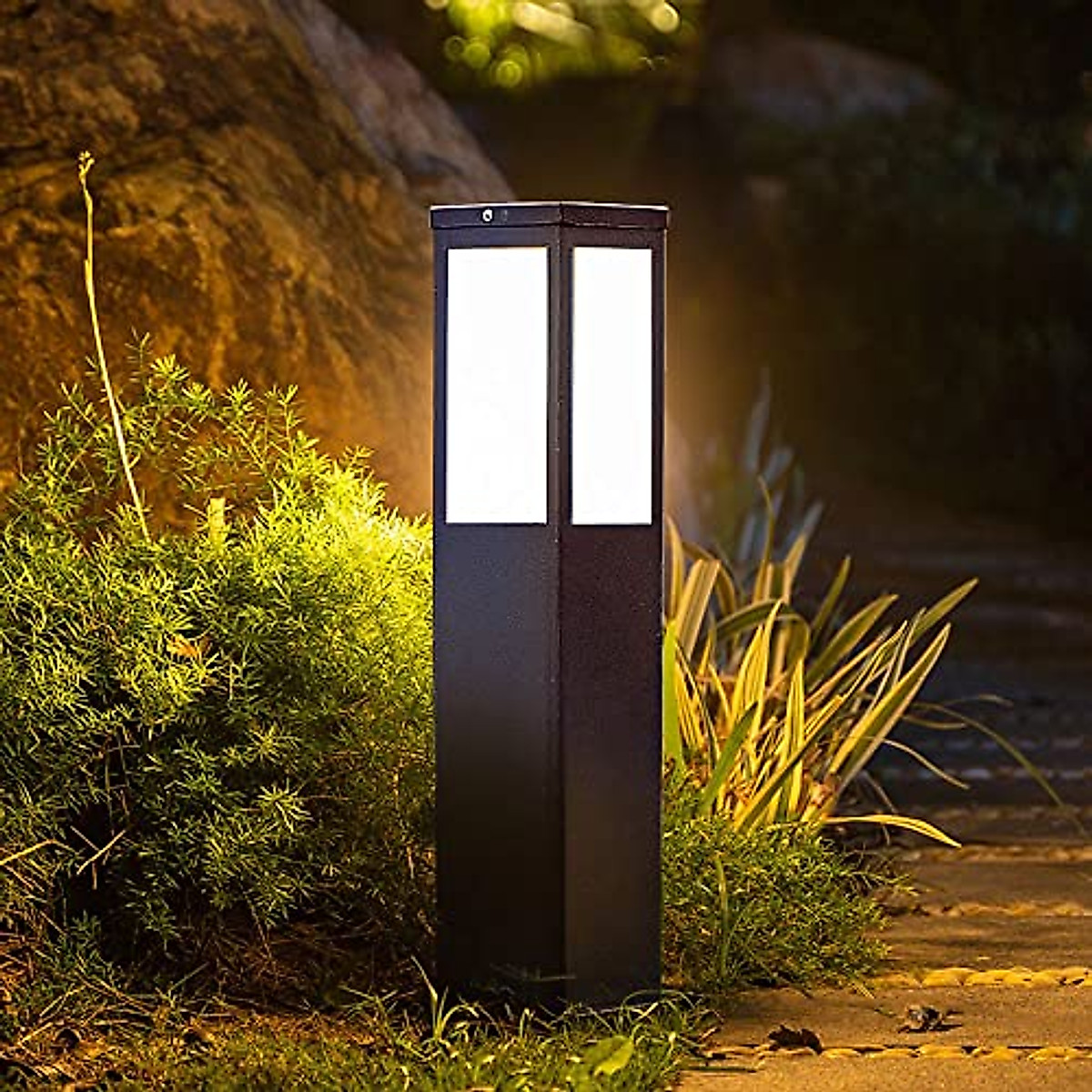 CZLZY Solar LED Pillar Lamp Outdoor Waterproof Post Light Simple Modern Iron Rectangle Column Light Villa Garden Lighting Fixture Garden Lawn Light Road Light Pedestal Light