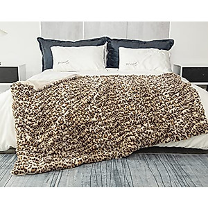 Faux Fur Throw Blanket Beige 50'' x 65'' - Soft Ruched Fuzzy Blankets for Couch, Luxurious Cozy Warm Plush Throws Thick Fluffy Blanket for Bed Sofa Home Decor Winter