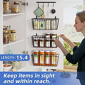 Simple Trending 8 Pack Spice Rack with 8 Hooks For Kitchen, Wall Mount Hanging Spice Organizer For Holds 192 Spice Jars,Bathroom or Pantry Door, Storage, Black