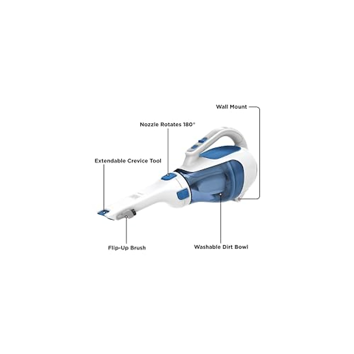 BLACK+DECKER dustbuster Handheld Vacuum, Cordless 10.8V, with Rotating and Extendable Nozzle (HHVI320JR02)