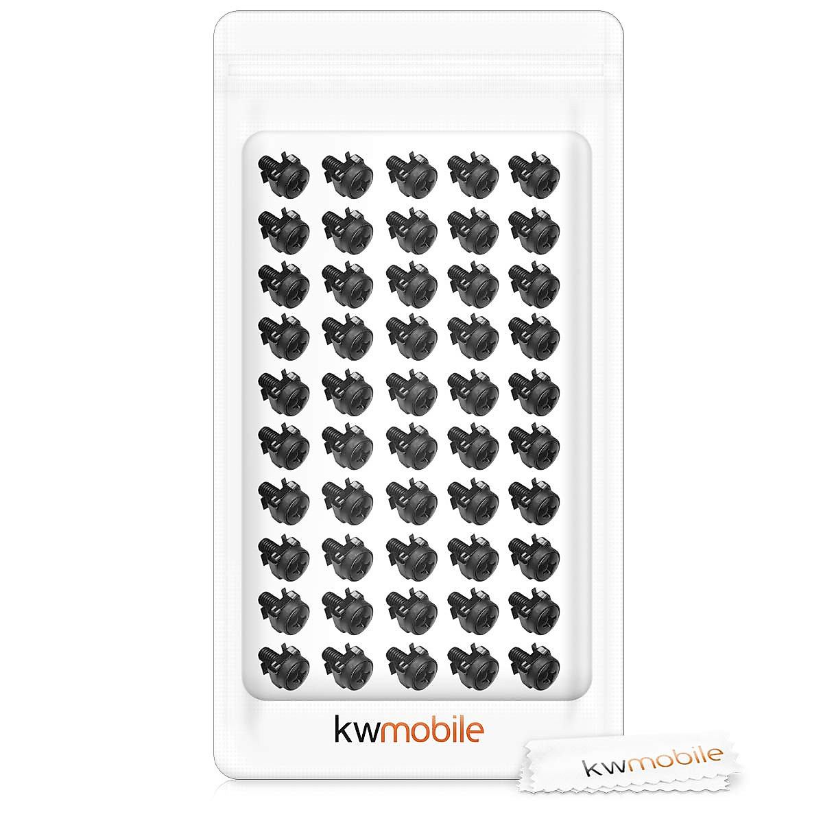 kwmobile 50 Pack M6 Cage Nuts, Bolts and Washers Kit - For Patch Panel Rack Mount Equipment Data Network Cabinets Size 19 Inch and 10 Inch - Black