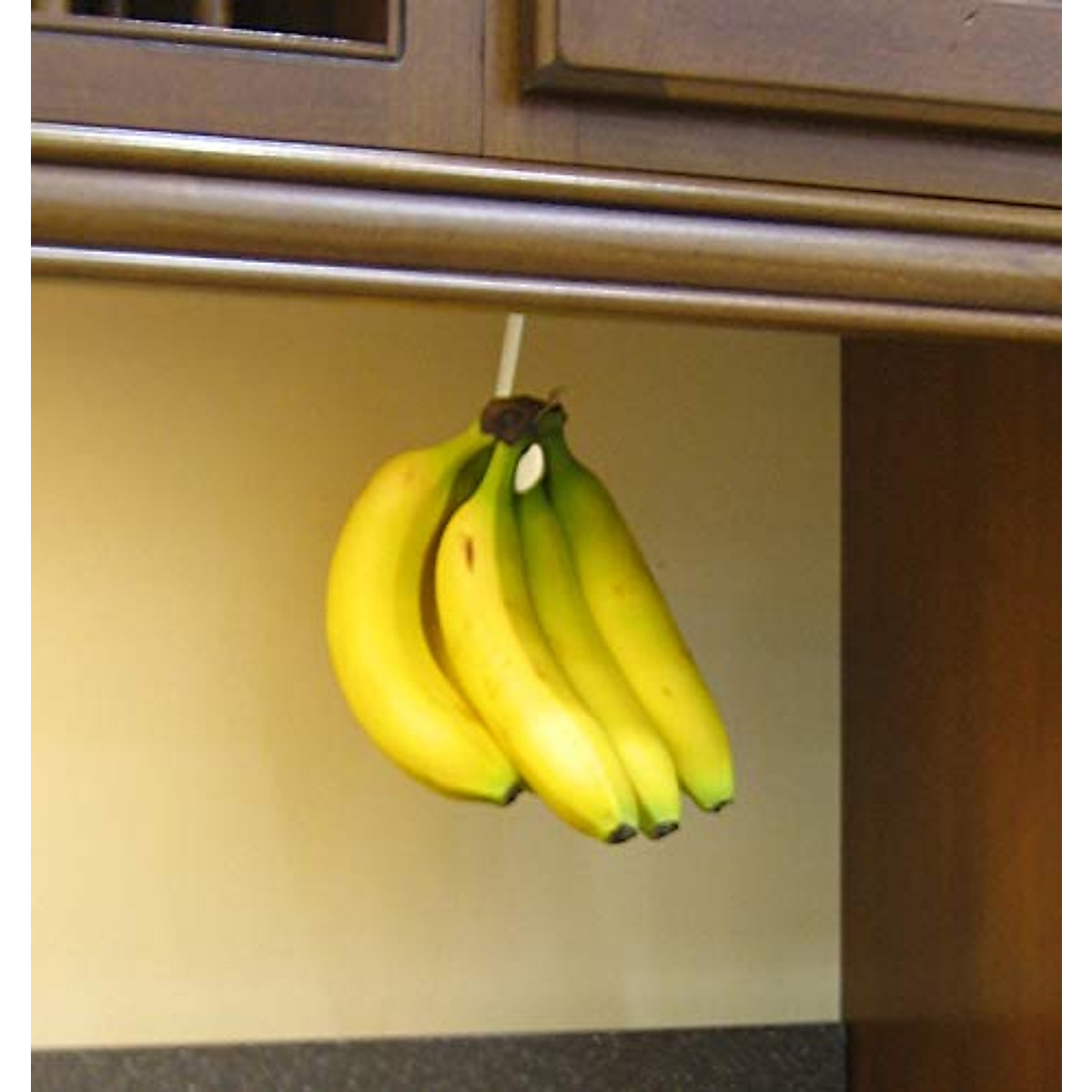 Banana Hook Hanger Under Cabinet Hook Ripens Bananas with Less Bruises, Hang Other Lightweight Kitchen Items, Folds Up Out of Sight When Not in Use, Self-Adhesive + Pre-drilled Screw Holes (White)