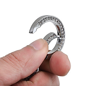 IUAQDP 2 Pieces Crystal Diamond Car Keychain with Universal Phone Number Plate & Horseshoe Buckle, Metal Bling Rhinestone Keyring Sparkling Key Holder for Keys Backpack Purse Women Girls, Silver/Gold