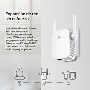 TP-Link N300 WiFi Extender(TL-WA855RE)-WiFi Range Extender, up to 300Mbps speed, Wireless Signal Booster and Access Point, Single Band 2.4Ghz Only