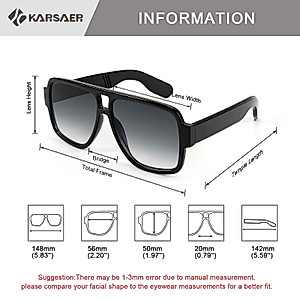 Karsaer Vintage 70s Style Aviator Sunglasses for Men Women Double Bridge Square Thick Retro Pilot Sunglasses K7123