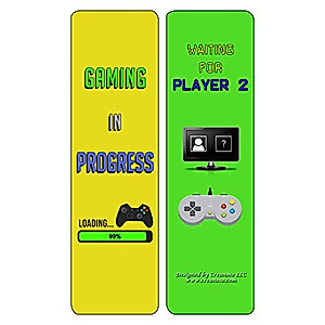 Creanoso Gamer Bookmarks (60-Pack) - Party Favors and Premium Gift Set Ideas for Children, Teens, & Adults – Classroom Teaching Incentives Rewards