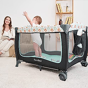 Pamo Babe Portable Crib for Baby Nursery Center Playard Baby Playpen Travel Crib Diaper Changer with Mattress