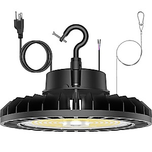 ZGDZ UFO LED High Bay Light - 200W LED Warehouse Light, 30,000 Lumens Super Bright, 5000K, 0-10V Dimmable, 5' Cable Plug, Industrial Grade, ETL Listed