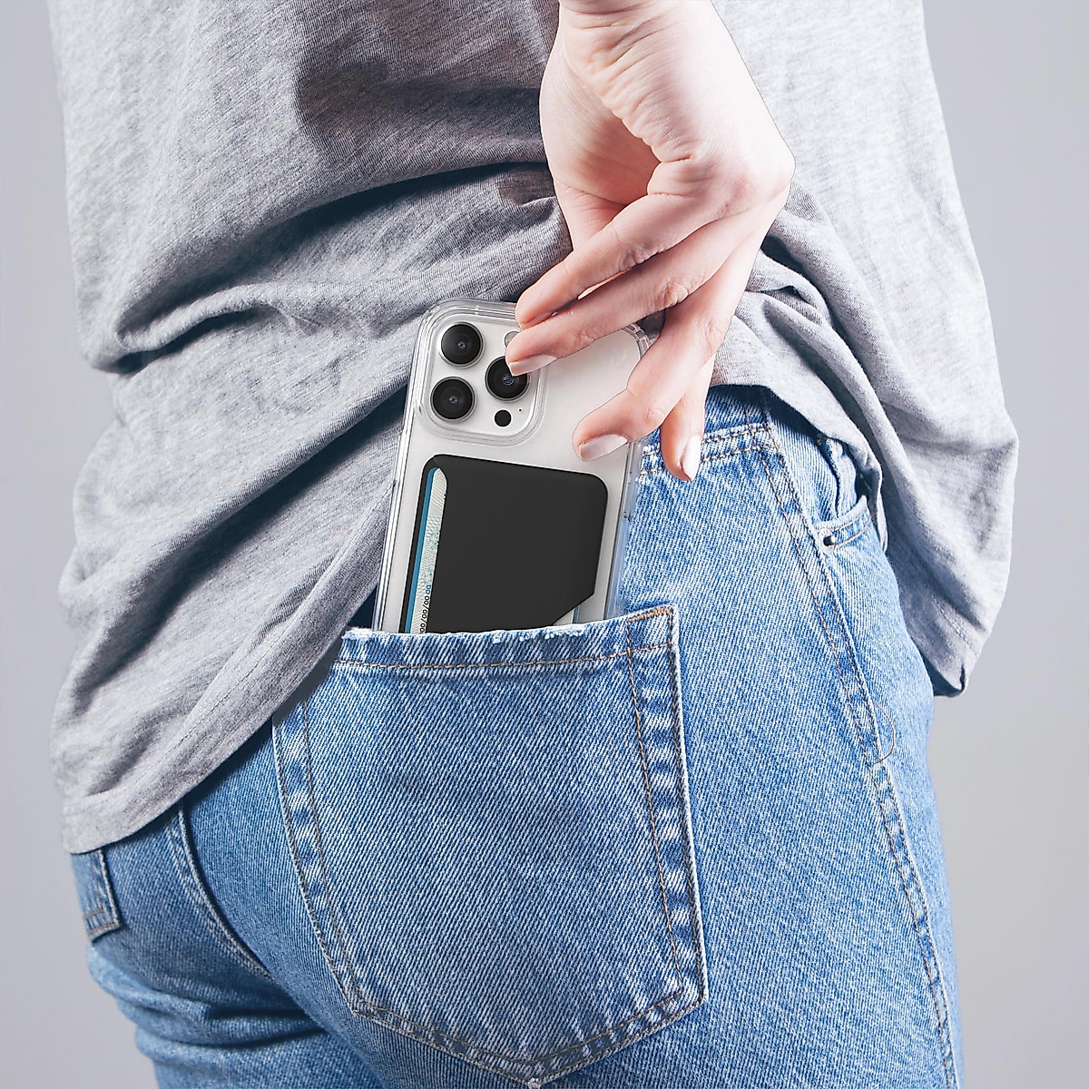 Speck iPhone Wallet MagSafe Accessory - Removable ClickLock No-Slip Interlock - Holds 1-3 Cards - Soft Touch Finish, Scratch Resistant Card Holder Built for MagSafe - Black