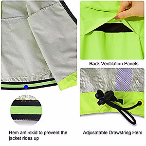 BALEAF Mens Cycling Rain Jacket Windbreaker Waterproof Running Gear Golf Mountain Biking Hood Lightweight Reflective Yellow 2XL