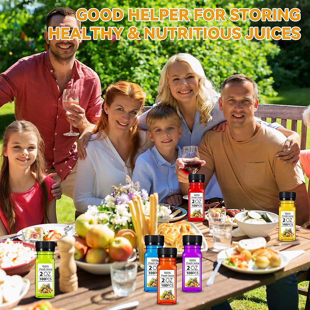 50 Pcs 2oz Clear Plastic Bottles, Mini Juice Bottle with Black Screw Lid, Juice Bottles Empty Reusable Liquid Vial Freezer Safe Drinking Beverage Container Leak Proof for Juice Milk Water Beverages