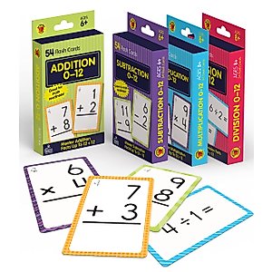 Carson Dellosa 4-Pack Math Flash Cards for Kids Ages 4-8, 211 Addition and Subtraction Flash Cards and Multiplication and Division Flash Cards for Kindergarten, 1st, 2nd, 3rd, 4th, 5th & 6th Grade
