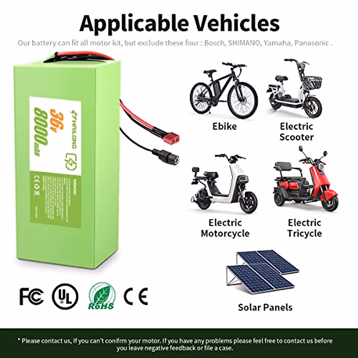 H HAILONG 36V 8Ah 288Wh Ebike Battery, Electric Bike Scooter Lithium Battery with Charger,2A Charger and BMS for 250W 350W 500W Motor(36v 8Ah)
