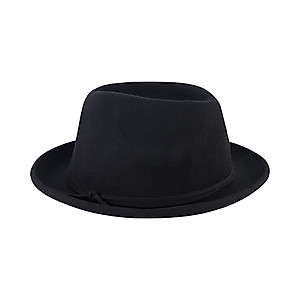 Christian Siriano New York Fedora Hat, Wool Felt Pork Pie Wide Brim Fashion Hat for Men and Women, Black, One Size
