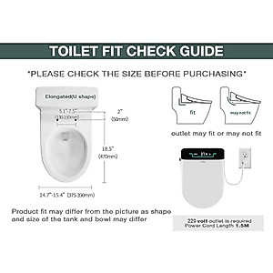 MEJE #001U-Electronic Bidet Seat for Elongated Toilets with Remote Control, Temperature Display Heated Toilet Seat,Auto Open and Close,Warm Air Dryer and Temp Controlled Wash Functions (White)