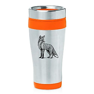 16oz Insulated Stainless Steel Travel Mug Coffee Mug Tumbler Fox (Orange)