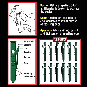 The Giant Destroyer 700 Garlic Deer & Rabbit Repellent, 12 Clips, Green