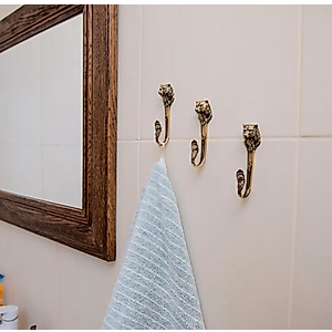 Bear (Paw) hanging metal strong wall hook. Handmade made of brass. For Kitchen Living Room Bathroom. Rack hangers for hanging Coats Towels Keys Hats Purse Backpacks. Unique design. Gold