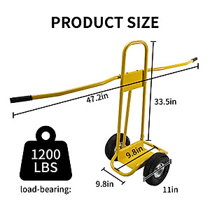 DIYTuning Panel Truck Dolly Cart,1,200-pound Weight Capacity, for Drywall,Plywood, Sheetrock,Doors,7.25-inch Width Capacity, 12-inch Wheels Handling Sheetrock Glass and Windows Service Carts