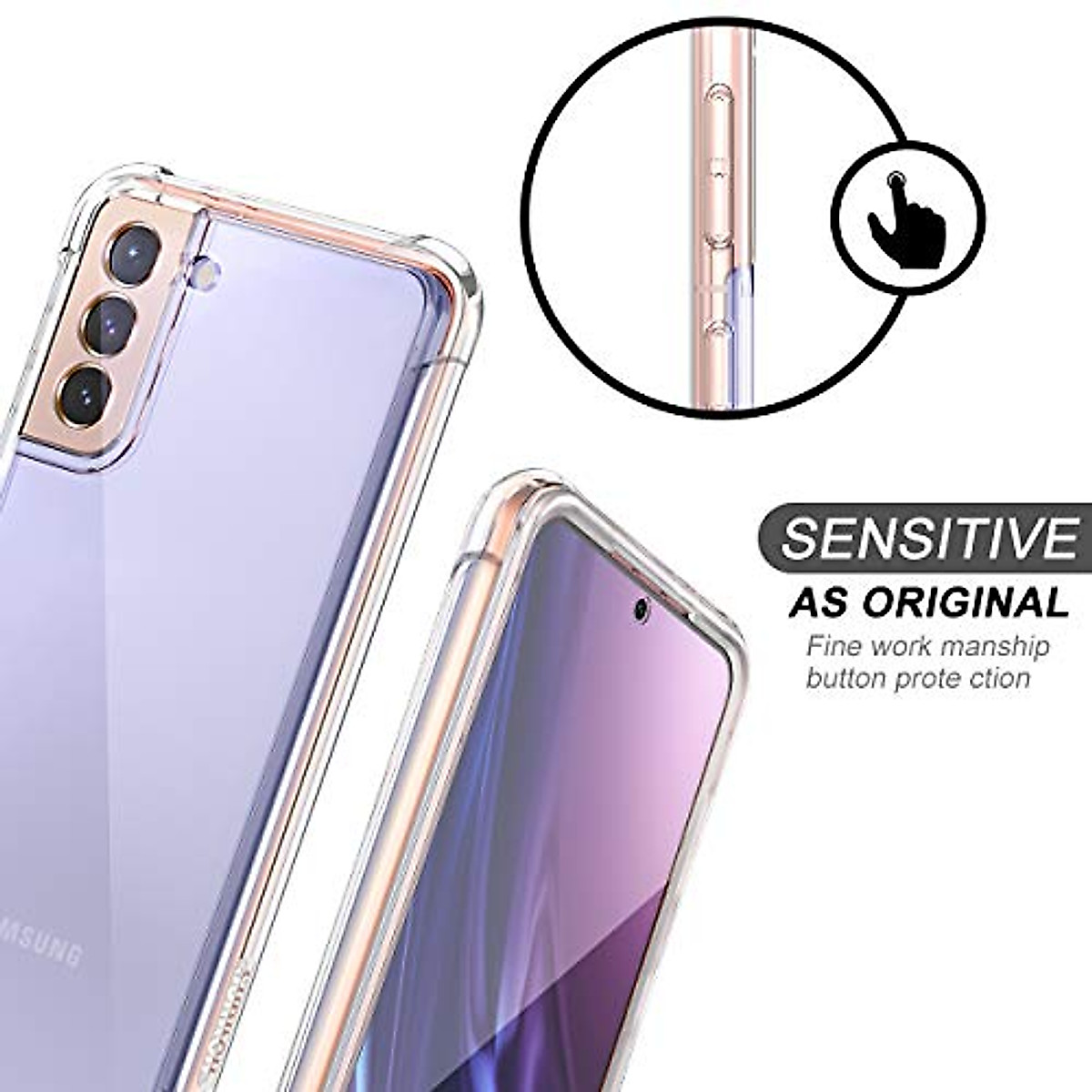 SURITCH Clear Case for Samsung Galaxy S21 Plus 5G,[Built in Screen Protector][Camera Lens Protection] Full Body Protective Shockproof Bumper Rugged Cover for Galaxy S21 Plus 6.7 Inch (Clear)