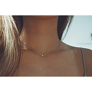 Tiny Gold Zirconia Necklace - Dainty Bling Necklace - Diamond Necklace - Choker Necklace - Handmade - Minimalist Jewelry