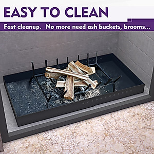 Mxclimate Fireplace Tray Ash Pan,Adjustable Black Ash Pan with Handles for Inside Fireplace.Expandable Galvanized Steel Ember Holder Fireplace Pan for Ash Collection,Rectangle