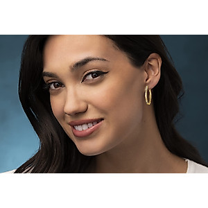 NATALIA DRAKE Twisted Oval 1/4 Cttw Diamond Hoop Earrings for Women in Yellow Gold Plated 925 Sterling Silver