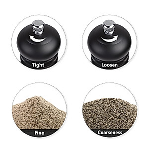 JOIDXIR Pepper Mill Black Pepper Grinder Mill Wood Refillable Stainless Steel Mechanism Adjustable Coarseness