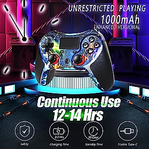 TERIOS Wireless Controller Compatible with PS4/Pro/Slim, Pa4 Controller with Built-in Speaker, Advanced Buttons Programming, Enhanced Dual Vibration, 14H Playing Time, Turbo Auto Fire (Starry Sky)
