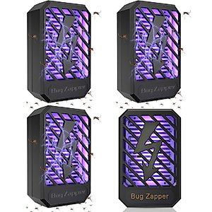 Qualirey 4 Pcs Electric Bug Zappers Plug in Portable Indoor Home Mosquito Zapper Insect and Fly Killers for Removing Mosquitos Insects Files Gnats Bugs Moths(Black)