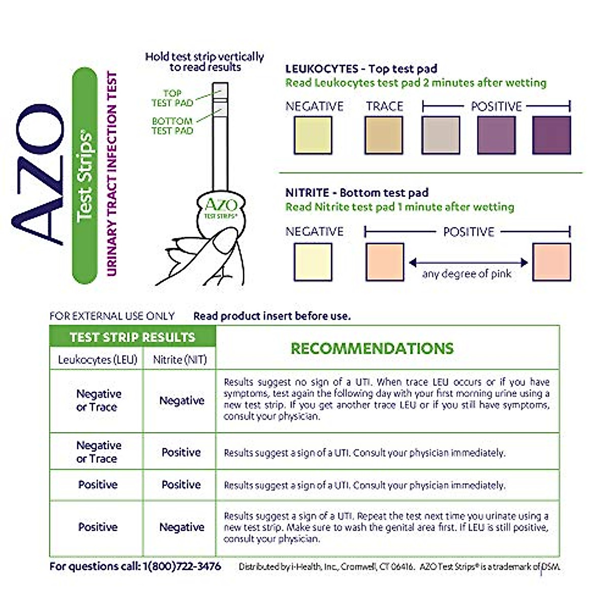 AZO Urinary Tract Infection (UTI) Test Strips, Accurate Results in 2 Minutes, Clinically Tested, Easy to Read Results, Clean Grip Handle, #1 Most Trusted Brand, 3 Count