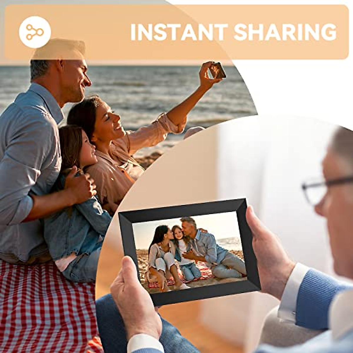 Digital Photo Frame, AUZNCU 10.1“ WiFi Digital Picture Frame with Built-in 16GB Memory,Auto-Rotate Portrait and Landscape,HD IPS Touch Screen, Share Photo and Video Instantly via Frameo App