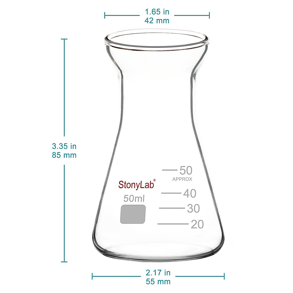 stonylab Glass Wide Mouth Erlenmeyer Flask, 500 ml Borosilicate Glass Erlenmeyer Flask with Heavy Duty Rim, 1 Pack